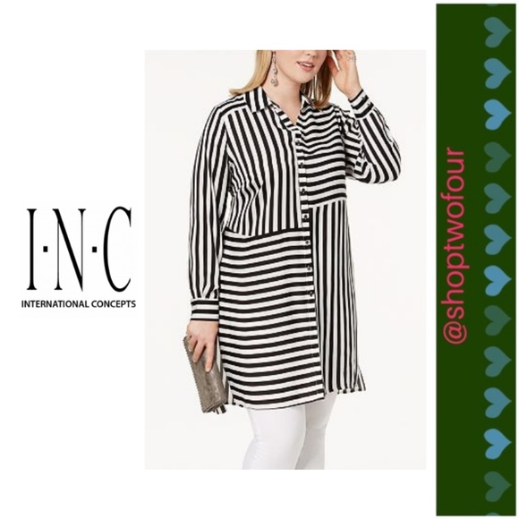 INC International Concepts | Tops | Sold Out Black And White Striped ...
